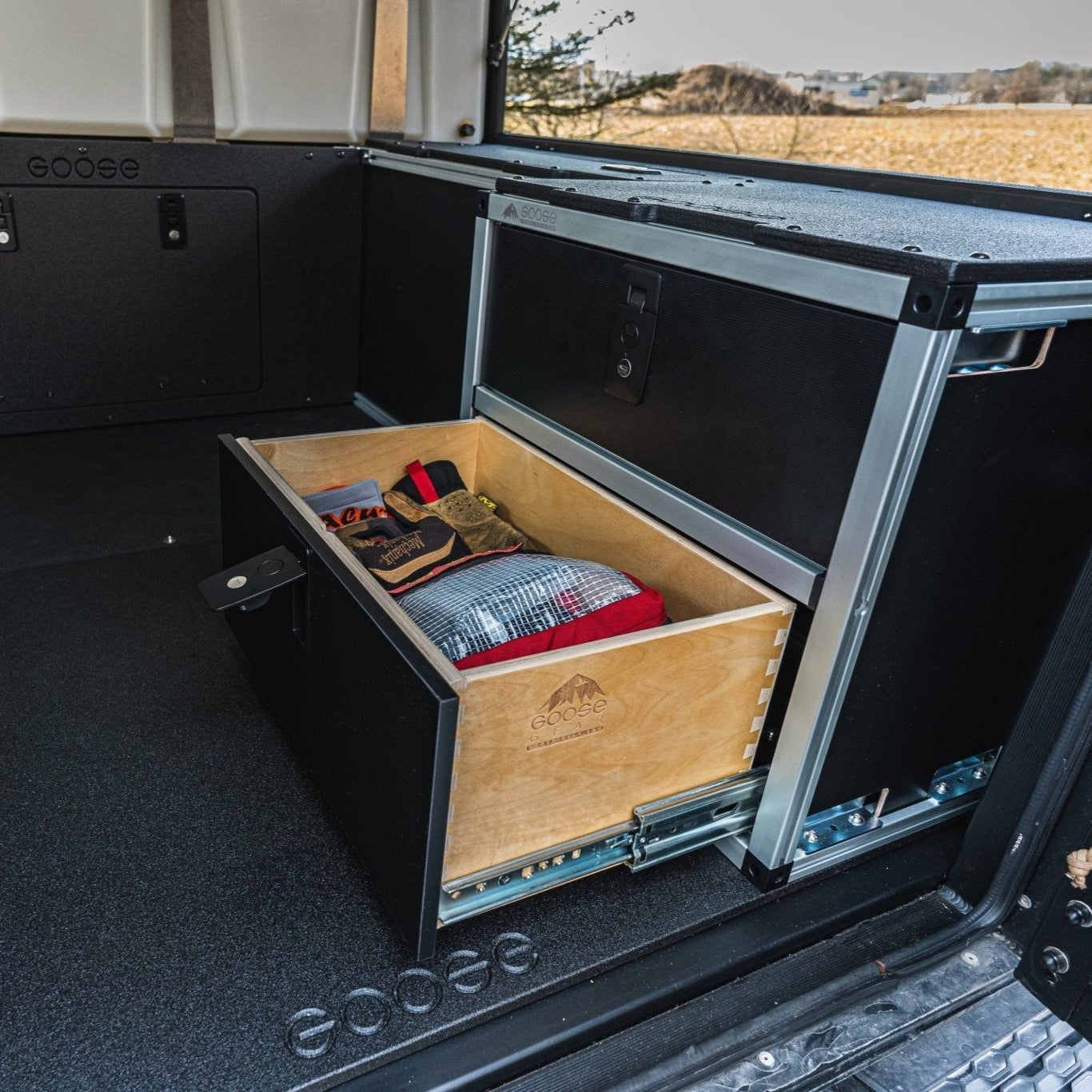 Goose Gear Alu-Cab Canopy Camper V2 for Tacoma Rear Double Drawer Modu