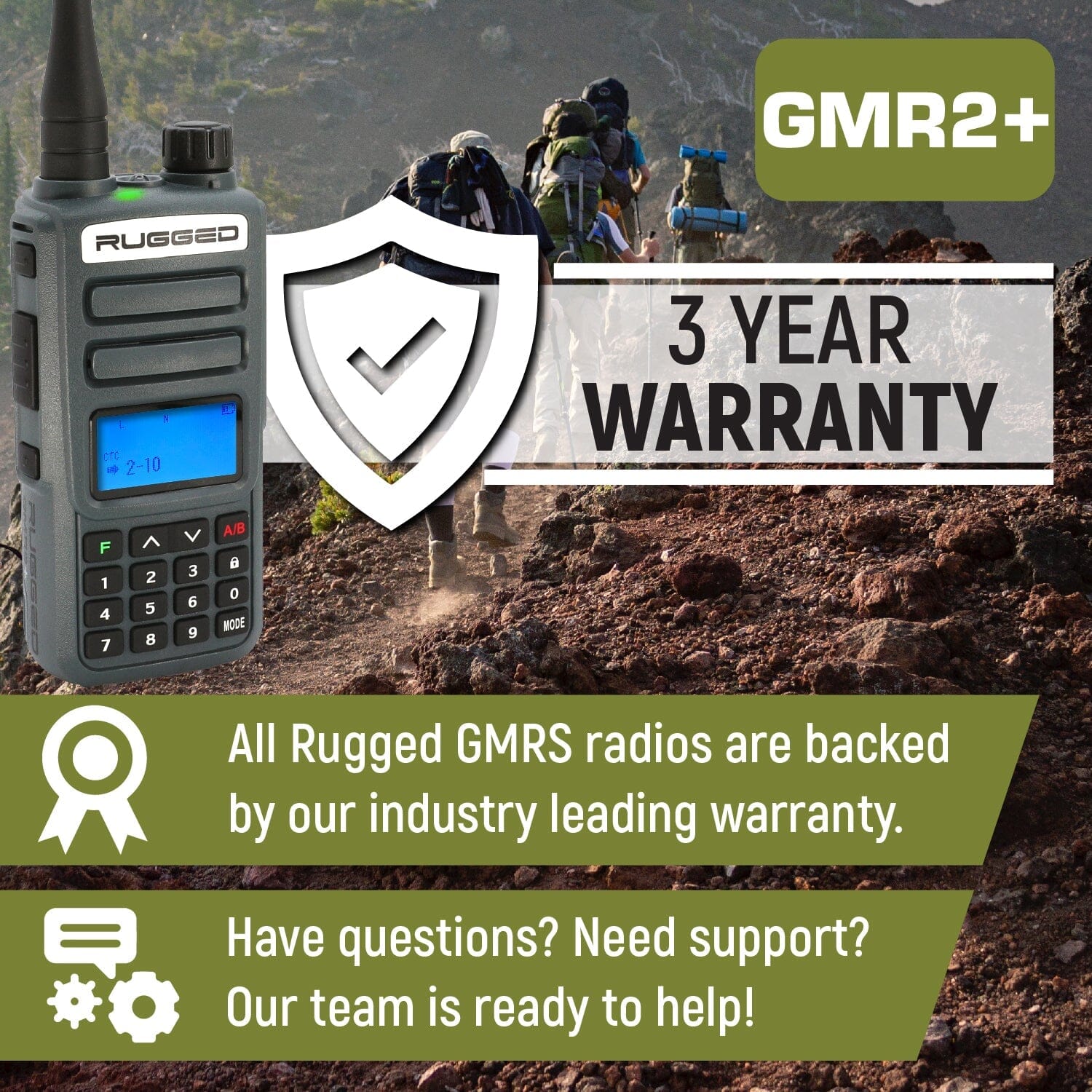 Rugged GMR2 Plus GMRS/FRS Two Way Handheld Radios (2-Pack) | Aspire ...